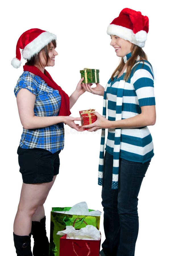 Friends Exchanging Gifts stock image. Image of give, merry - 17368663