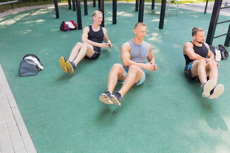 Two Friends Exercising Together in a Park Stock Photo - Image of ...