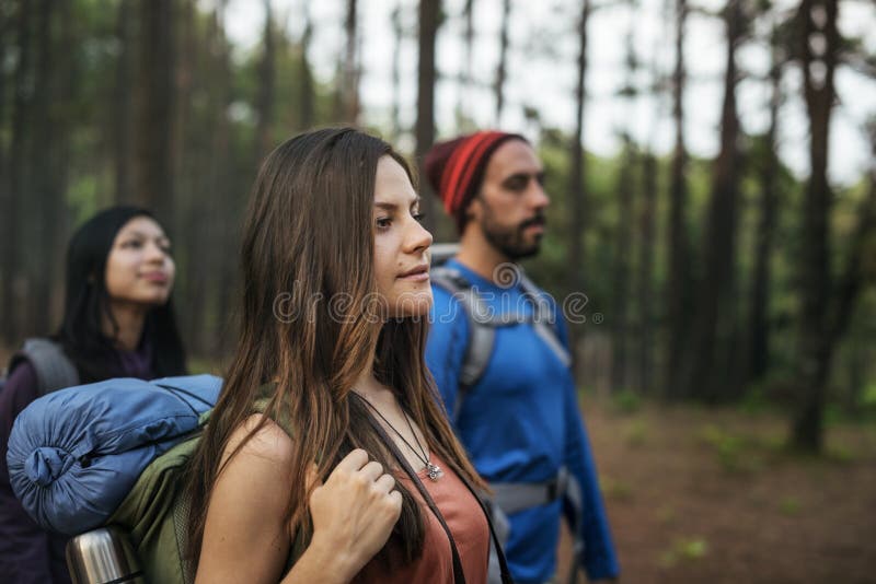 Friends Explore Nature Outdoors Concept Stock Image - Image of ...