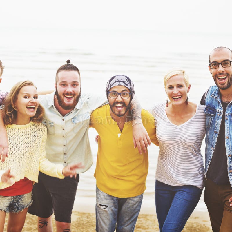 Friends Friendship Huddle Vacations Happiness COncept Stock Photo ...