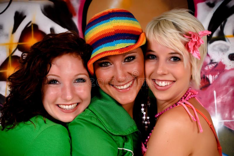 Friends fun graffiti wall stock photo. Image of urban - 11139616