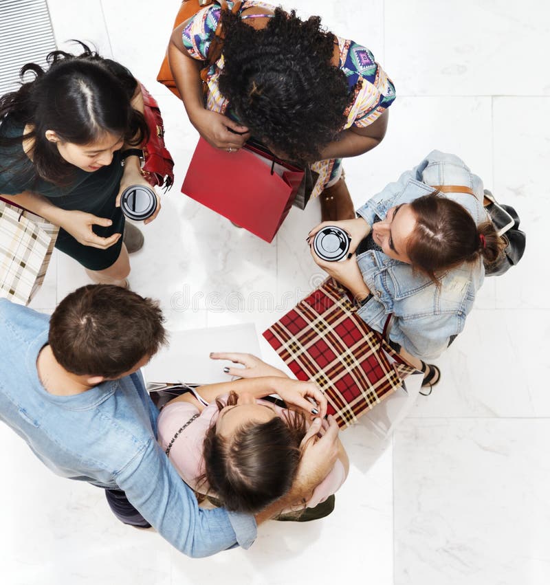 Friends Go Out Shopping Together Stock Photo - Image of discount, mall ...