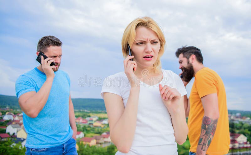 Friends Group Speaking by Smart Phone Outdoor. Friends Talking U Stock ...