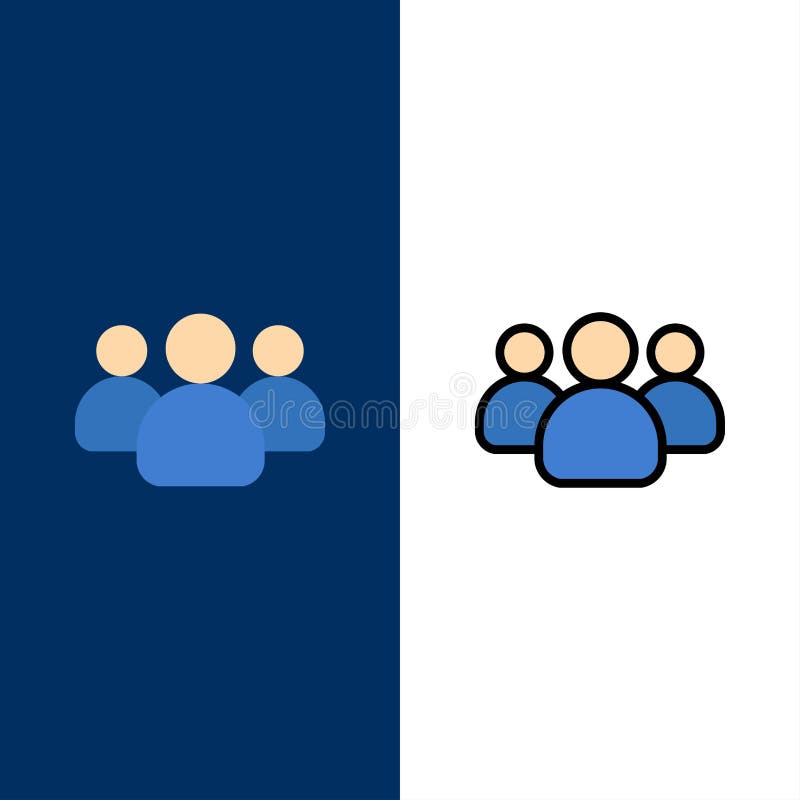 Friends, Group, Users, Team Icons. Flat and Line Filled Icon Set Vector ...