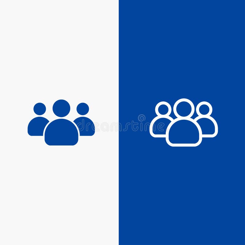 Friends, Group, Users, Team Line and Glyph Solid Icon Blue Banner Line ...
