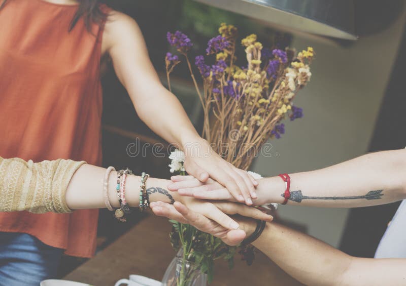 Friends Hands Together Teamwork Unity Concept Stock Photo - Image of ...