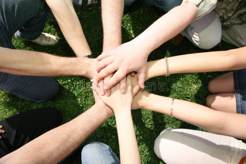 Friends Have Combined Hands Stock Image - Image of unity, friendship ...