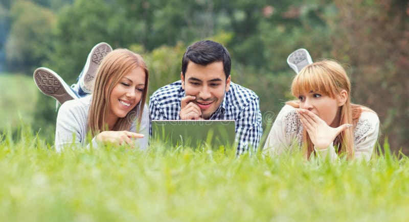 Friends Have Fun and Study Homework Stock Photo - Image of assistants ...