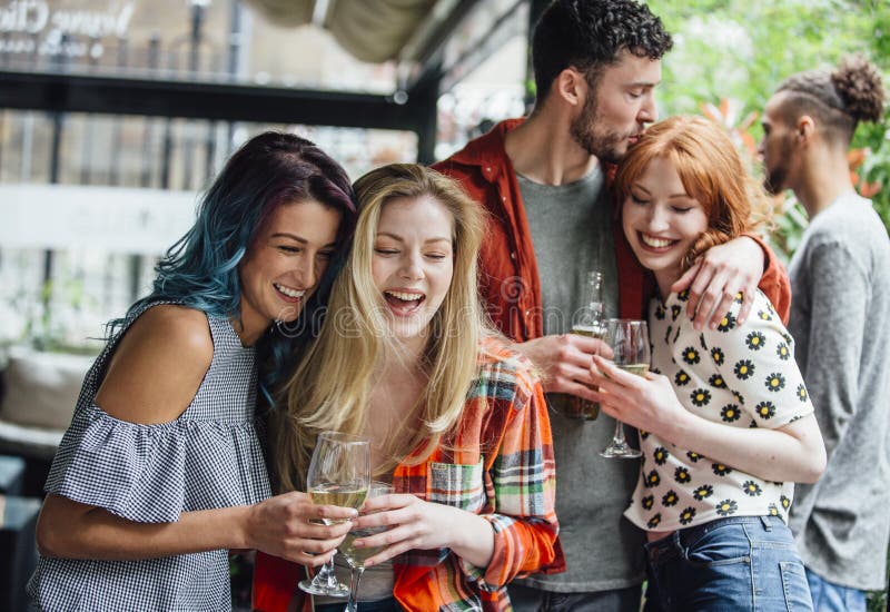 Friends Having Fun at a Bar Stock Photo - Image of millennial, adults ...