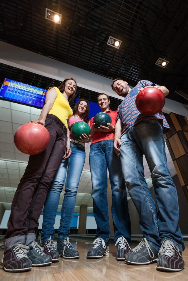 Friends Having Fun in Bowling Stock Photo - Image of excitement ...