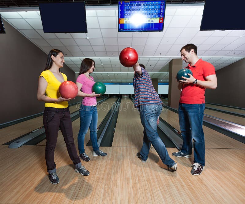 Friends Having Fun in Bowling Stock Image - Image of happy, friendship ...
