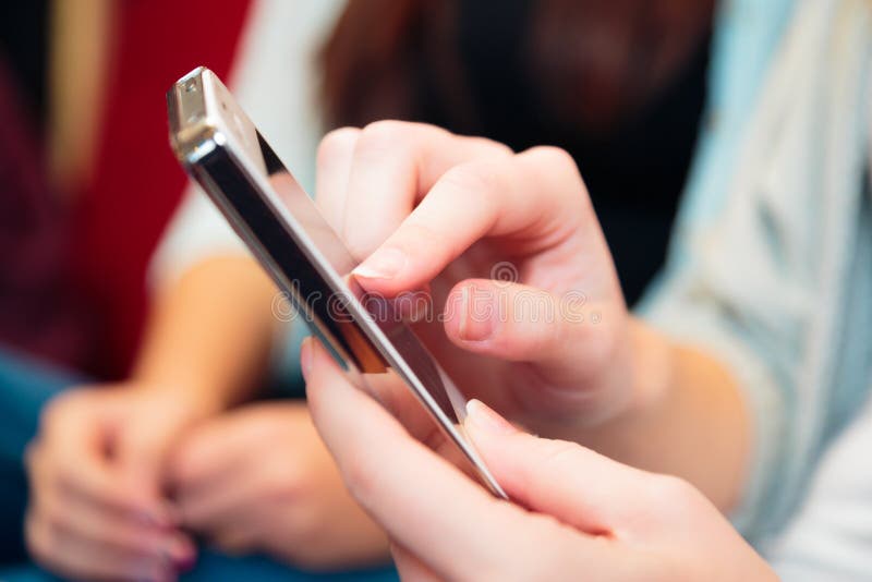 Friends Having Fun at a Cafe Stock Image - Image of phone, female: 84207441