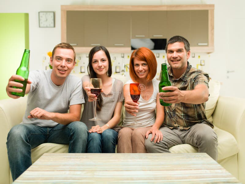 Friends having fun at home stock photo. Image of adult - 44455512