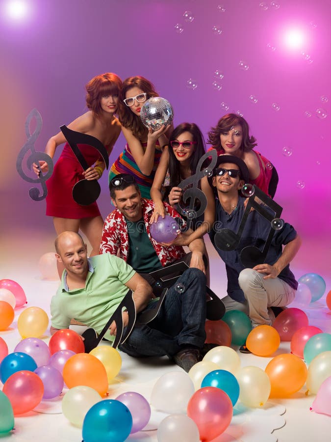 Friends Having Fun with Musical Notes Stock Image - Image of excitement ...