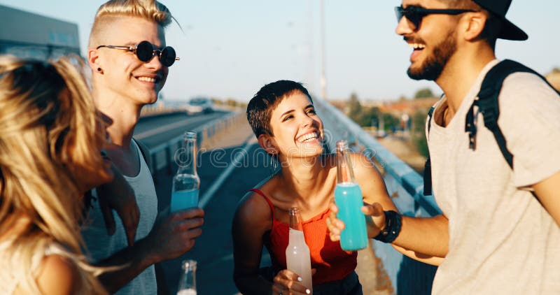 Friends Having Fun Outdoors and are Happy Stock Image - Image of ...