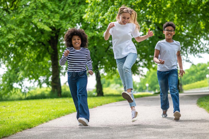 Friends Having Fun in the Park and Feeling Good Together Stock Image ...