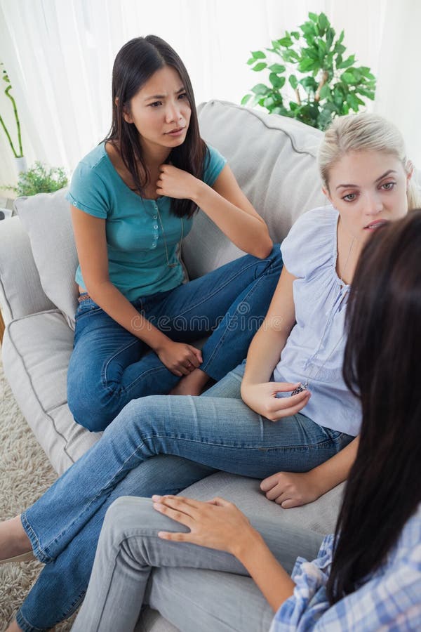 Friends Having a Serious Chat Stock Photo - Image of asian, assuring ...
