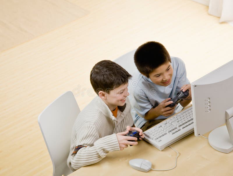 Friends Holding Video Game Controllers Having Fun Stock Image - Image ...