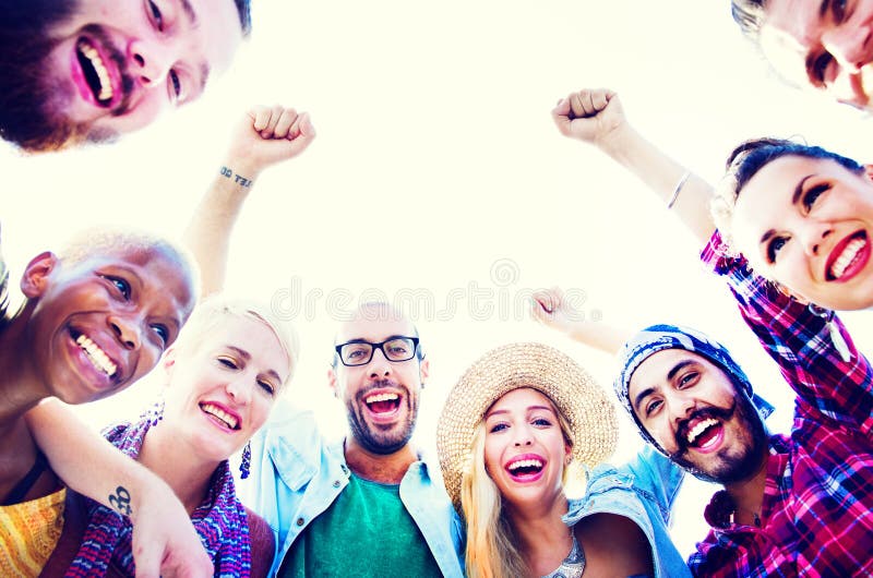 Friends Huddle Join Holiday Party Group Concept Stock Image - Image of ...