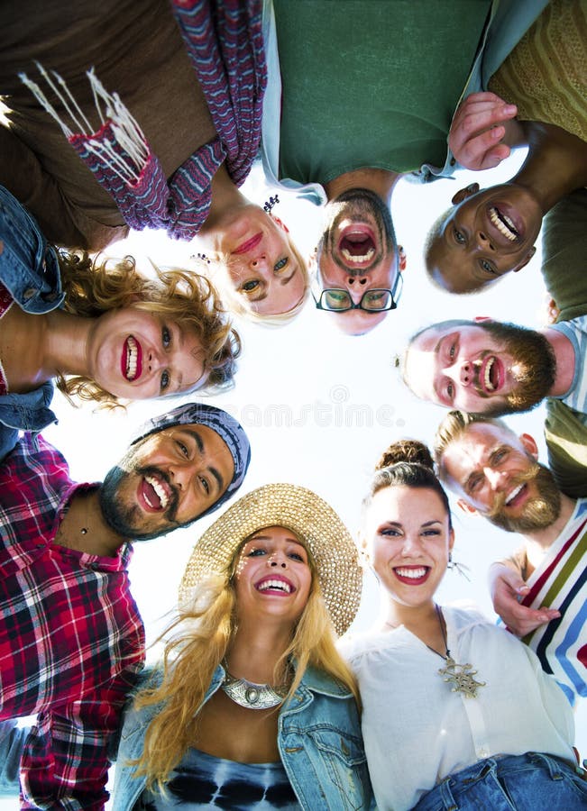 Friends Huddle Join Holiday Party Group Concept Stock Image - Image of ...