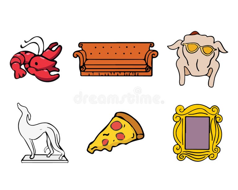 Friends Tv Show Set of Icons Stock Vector - Illustration of icon, icons ...