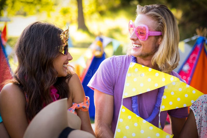 Friends Interacting with Each Other in Park Stock Image - Image of ...