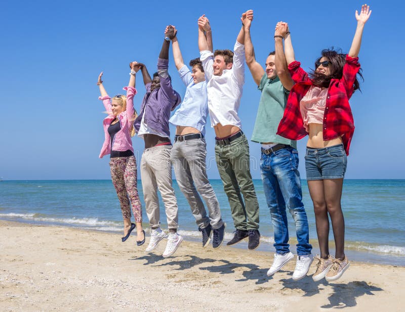 Friends Jumping into Water from a Sailing Boat Stock Image - Image of ...