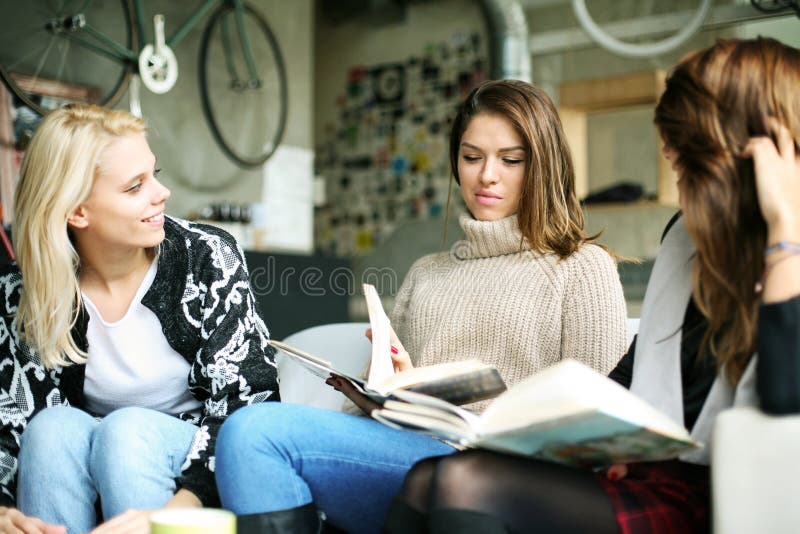 Students Learning in a Cafe. Stock Image - Image of gropiu, coffee ...