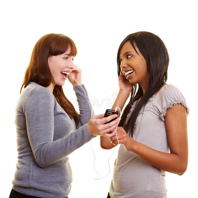 Friends Listening To MP3 Files on Stock Photo - Image of girl, hobby ...
