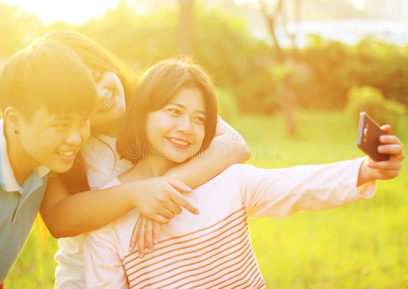 Friends Making a Selfie stock photo. Image of girl, leisure - 108237810
