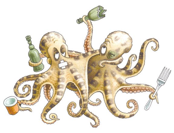 Friends-octopuses stock illustration. Illustration of eatable - 12373715