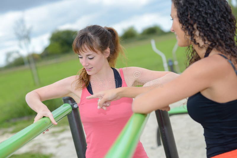 Friends during Outdoor Physical Exercise Stock Image - Image of firm ...