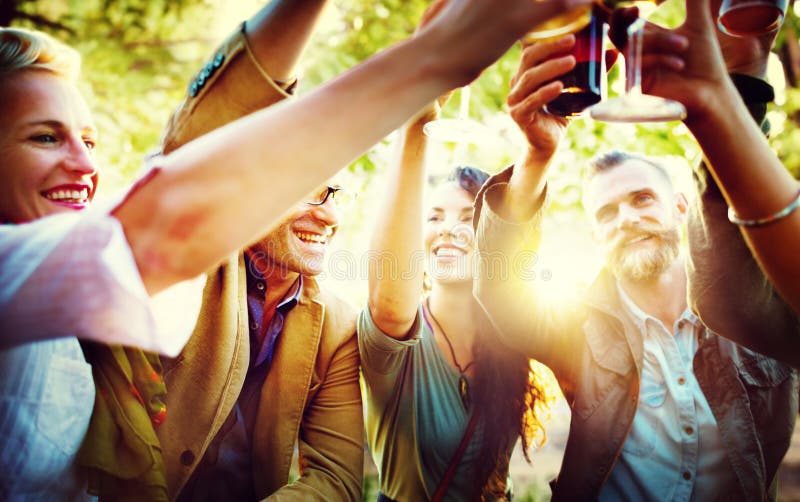 Friends Party Outdoors Celebration Happiness Concept Stock Image ...