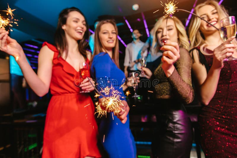 Friends Partying in a Nightclub Stock Image - Image of city, alcohol ...