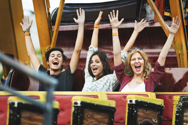 Friends Play Viking Amusement Park Concept Stock Photo - Image of ...