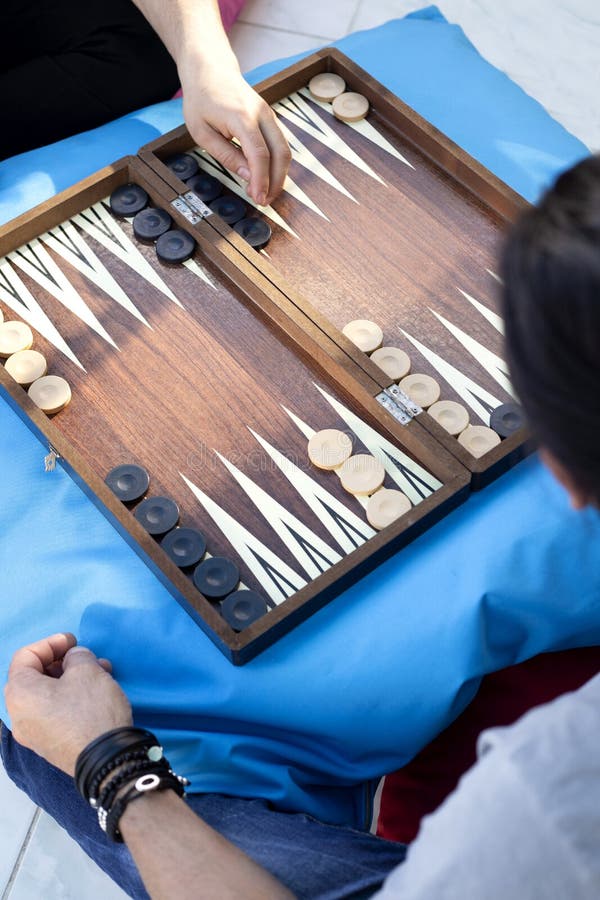 Two Friends Playing Backgammon at Home Stock Image - Image of game ...