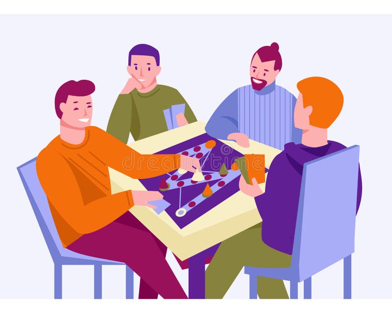 Two Young Men are Playing a Chess Game. Vector Illustration in Flat ...