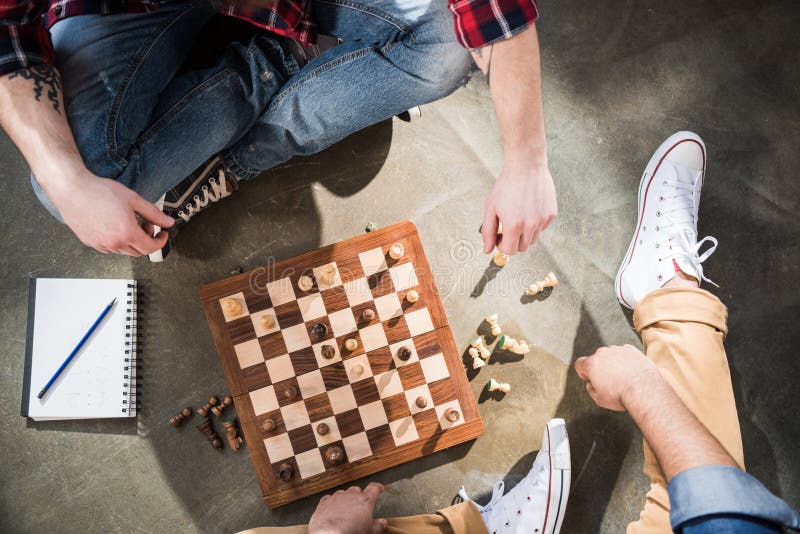 Friends playing chess stock image. Image of together - 93100039