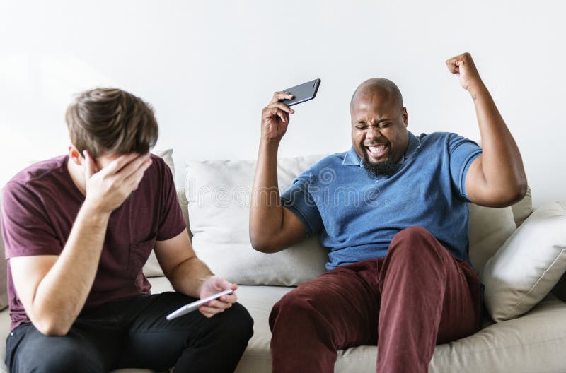 Friends Playing Online Game on Mobile Together Stock Photo - Image of ...