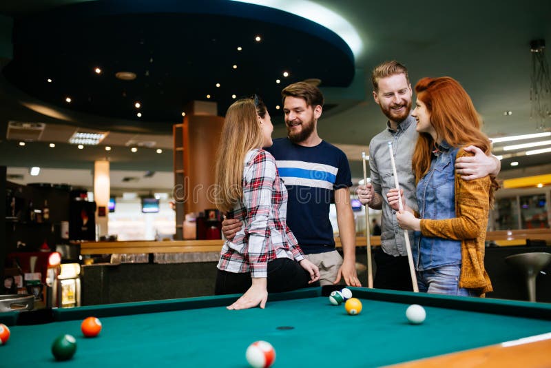 Group of People Playing Snooker Stock Image - Image of playful, party ...
