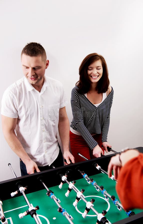 Friends Playing Table Football. Stock Image - Image of caucasian, board ...
