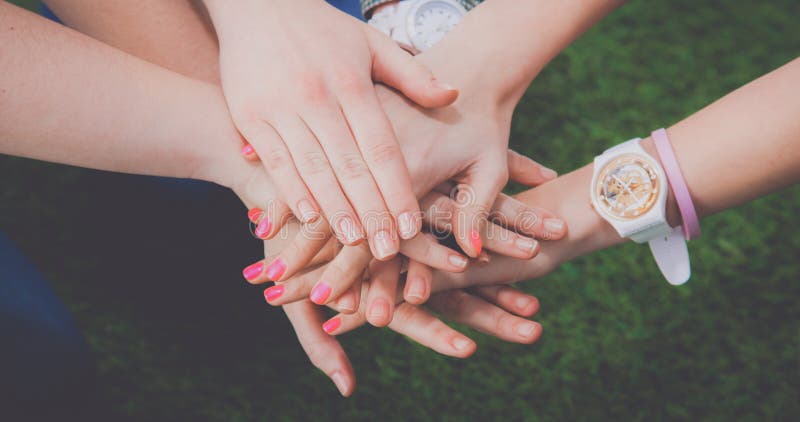 Friends Putting Their Hands Together Stock Photo - Image of group ...