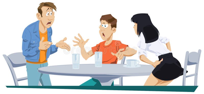 Friends Quarrel in Cafe. Illustration for Internet Stock Vector ...