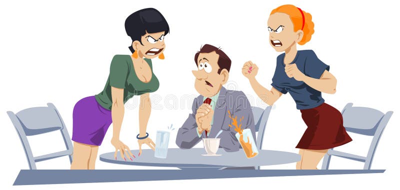 Friends Quarrel in Cafe. Illustration for Internet Stock Vector ...