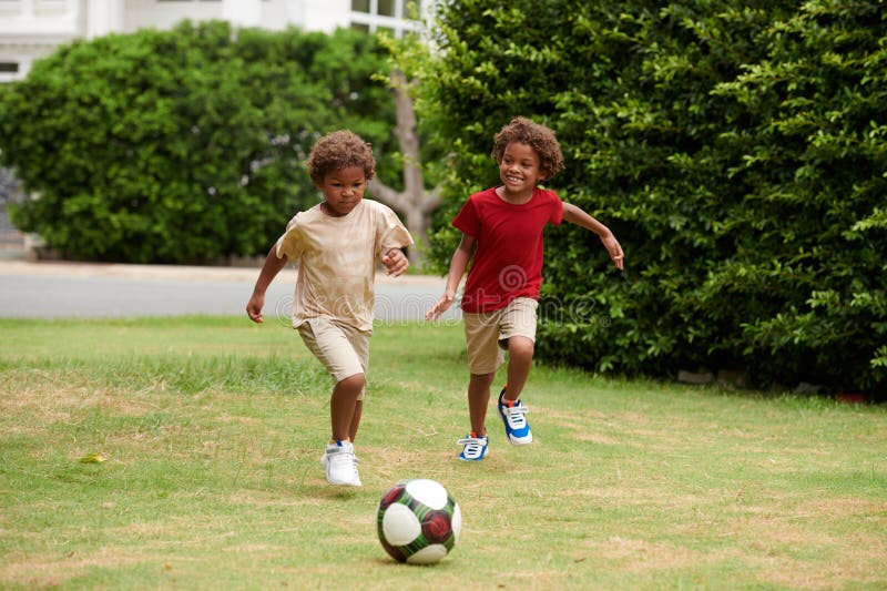 Friends Running and Playing Socceer Stock Photo - Image of outdoors ...