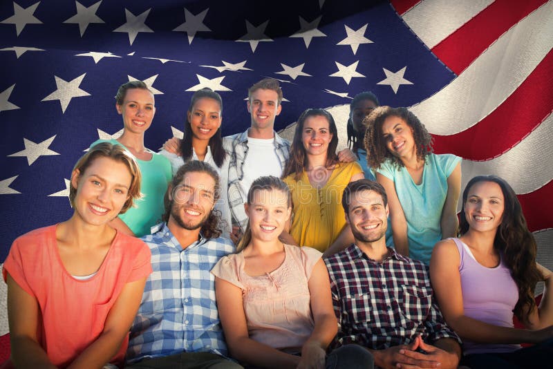 Composite Image of Friends Smiling at Camera Stock Image - Image of ...