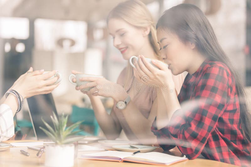 Friends Spend Time Together on Coffee Break Stock Photo - Image of ...