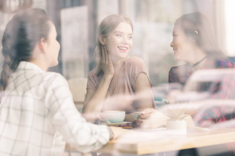 Friends Spend Time Together on Coffee Break Stock Photo - Image of ...