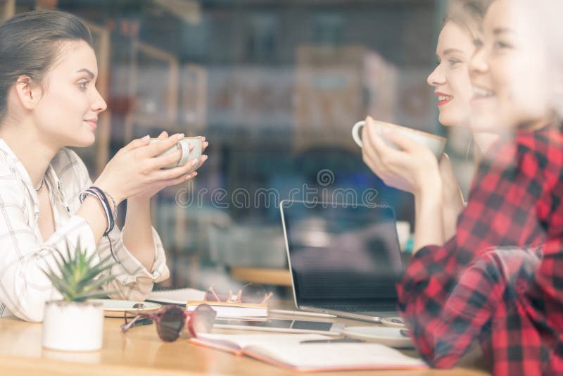 Friends Spend Time Together on Coffee Break Stock Photo - Image of ...