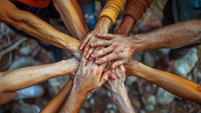 Friends Stacking Their Hands To Show Unity and Teamwork. Stock Photo ...